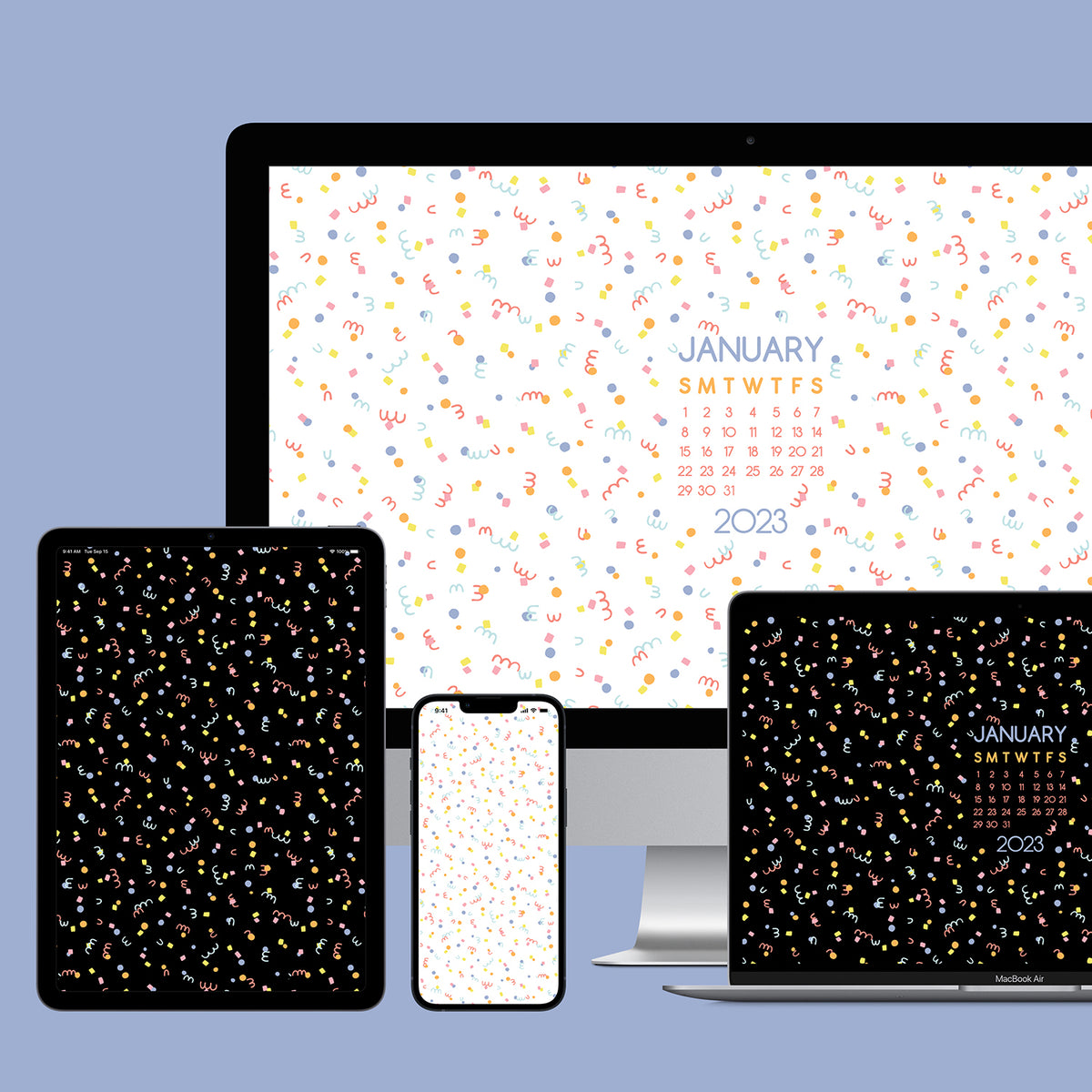 JANUARY 2023 DIGITAL WALLPAPERS: CONFETTI FLURRY – MASU