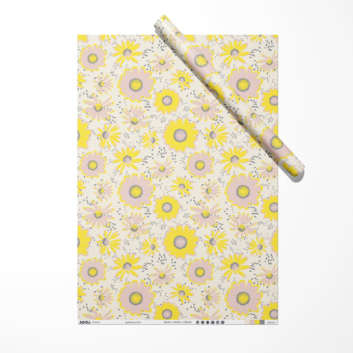 Pink & Yellow Flower Birthday & Wedding Eco-Friendly Wrapping Paper – MASU